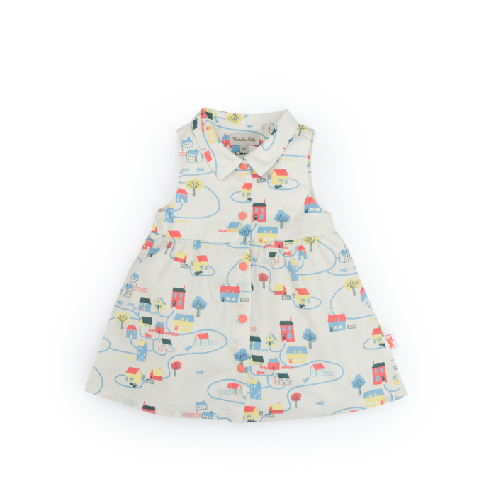 Robe crème imprimé paysage - Lea